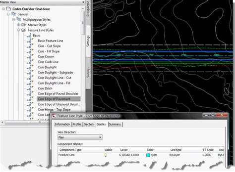 civil 3d guru convergence creating code set plan view corridor style