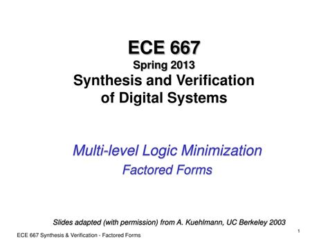 Ppt Ece 667 Spring 2013 Synthesis And Verification Of Digital Systems