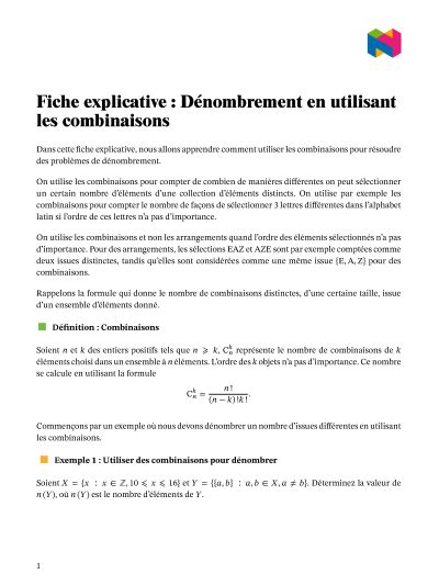 Leçon Dénombrement en utilisant les combinaisons Nagwa