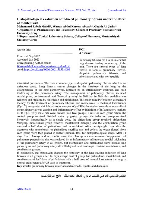 Pdf Histopathological Evaluation Of Induced Pulmonary Fibrosis Under