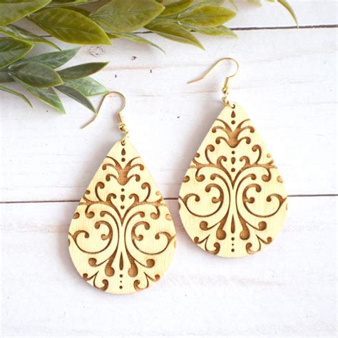Laser Cut Damask Teardrop Diffuser Earrings