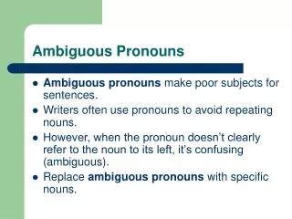 PPT Faulty Pronouns Or Ambiguous Pronoun References PowerPoint