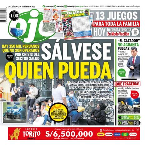 Portada Ojo 17 Setiembre 2022 IMPRESA OJO