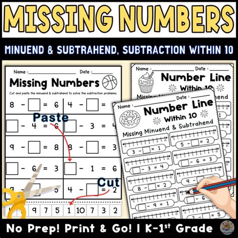 100 Pgs Missing Minuend And Subtrahend Pack Number Line Intervention K 1