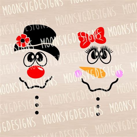Snowmen Faces Svg Christmas Svg Mr And Mrs Snowmen Svg Iron On Svg