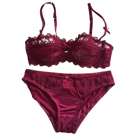 2017 Newset Very Sexy Women Half Cup Lace Bra Briefs Plus Size Ultra