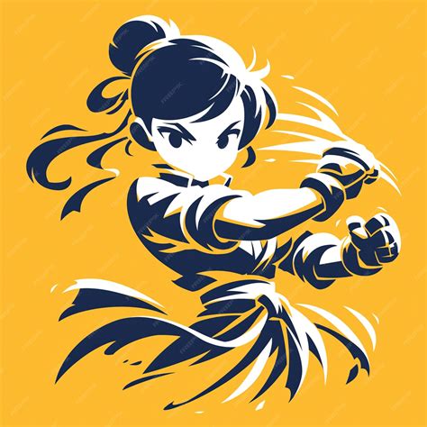 A Jakarta Girl Practices Pencak Silat In Cartoon Style Premium Ai