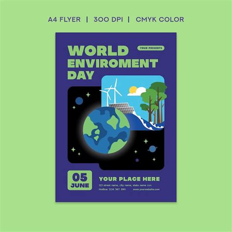 Folleto del día mundial del medio ambiente Vector Premium