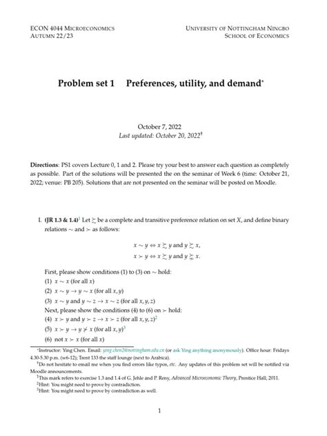 Problem Set 1 Pdf Utility Economies Problem Set 1 Pdf Utility Economies