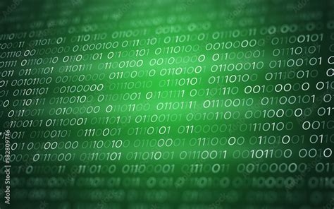 3D Abstract Green Binary Code Futuristic Information Technology Illustration Render Background ...