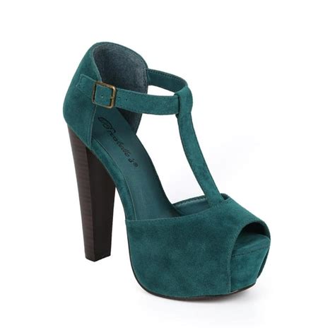 Breckelles Dk28 Women Suede Peep Toe T Strap Platform Chunky Heel Pump