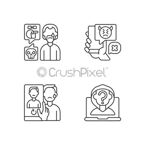 Online Harassment And Bullying Linear Icons Set Stock Vector 2896567