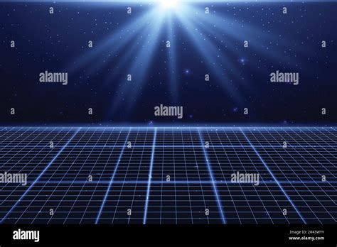 Wireframe Perspective Grid Space Neon Infinity Mesh Abstract Retro