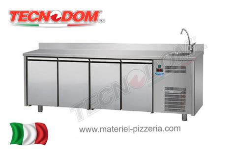 Table réfrigérée portes avec évier Tecnodom TF MIDGNLAL matériel pizzeria four pétrin