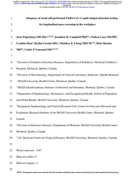 Pdf Adequacy Of Serial Self Performed Sars Cov 2 Rapid Antigen Detection Testing For