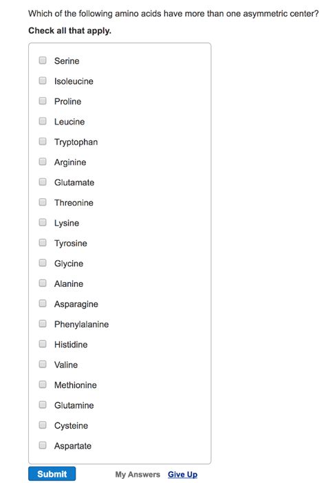 Solved Which Of The Following Amino Acids Have More Than One