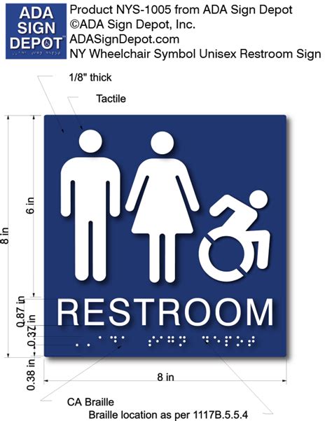 New York Compliant Unisex Wheelchair Accessible Restroom Sign Ada
