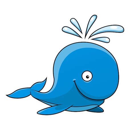 Feliz Pequeña Ballena Azul De Dibujos Animados Vector Premium