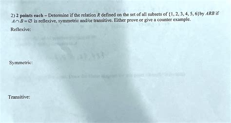2 2 points each determine if the relation r defined on the set of