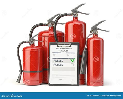 Fire Extinguisher Checking Concept Fire Extinguisher And Clipboard