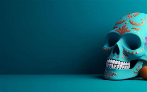 Premium Ai Image Skull Copy Space Simple Background Halloween Concept