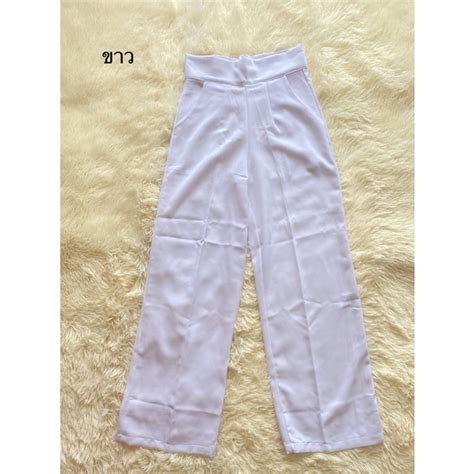 กางเกงทรงกระบอกเอวสูงซิปหลัง ผ้าฮานาโกะมีกระเป๋า2ข้าง Nida Brand Thaipick