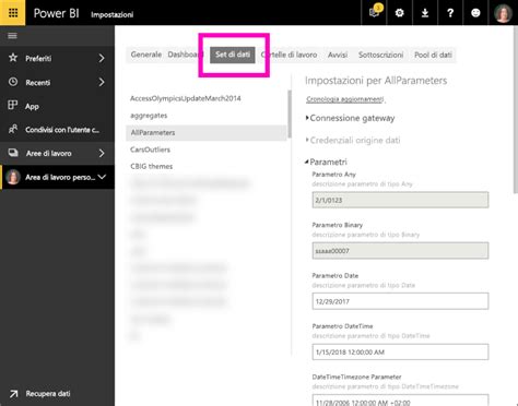 Modificare Le Impostazioni Dei Parametri Nel Servizio Power Bi Power