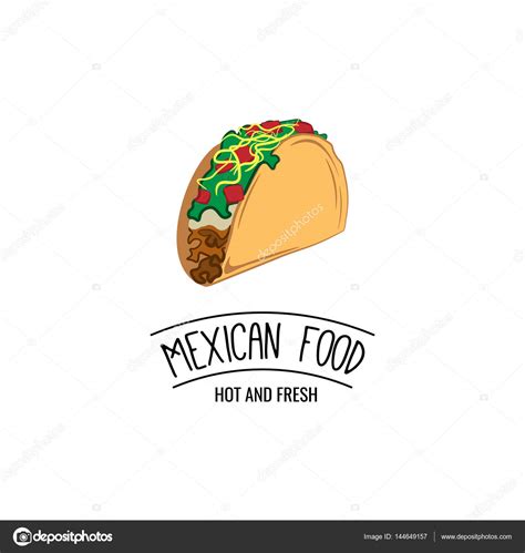 Taco Traditional Mexican Food Label Template Or Concept Can Be Used