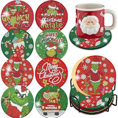Amazon 8 Pcs Christmas Diamond Painting Coasters Kit With Holder