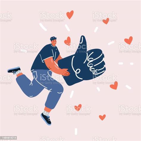 그의 손에 엄지손가락 기호를 들고 점프하는 남자의 벡터 삽화 Health에 대한 스톡 벡터 아트 및 기타 이미지 Health