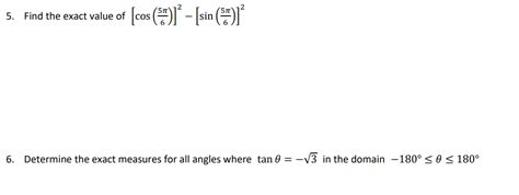 Solved Find The Exact Value Of Cos Sin Chegg