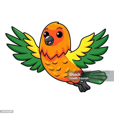 귀여운 태양 Conure 앵무새 만화 비행 귀여운에 대한 스톡 벡터 아트 및 기타 이미지 귀여운 깃털 날기 Istock