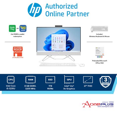 HP 27 Cb1002d All In One Desktop 695S7PA UUF 27IN IPS NonTouch Intel Core I5 1235U 8GB DDR4