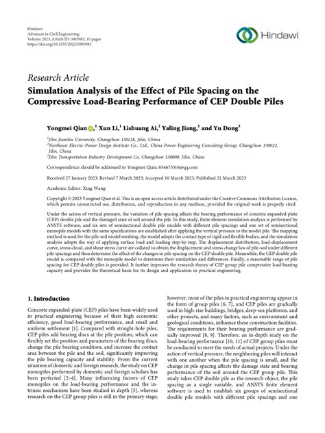 Pdf Simulation Analysis Of The Effect Of Pile Spacing On The Compressive Load Bearing