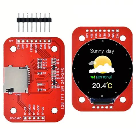 pantalla circular lcd tft 1 28” spi con lector de tarjeta micro