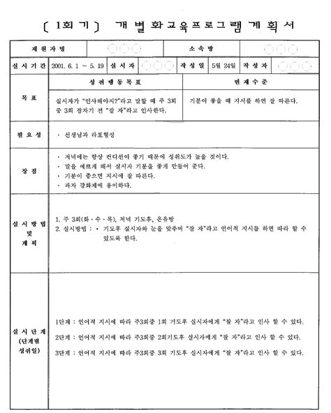 개별화 교육 프로그램 계획서 지원교육 지원재활 전문서비스 Homi Info