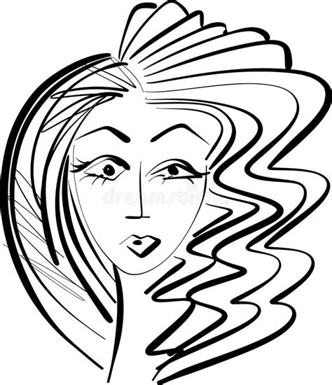 Woman Face Line Sketch Front Portrait Stock Illustrations 406 Woman