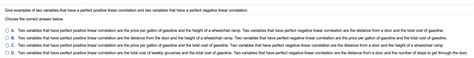 Solved Give Examples Of Two Variables That Have A Perfect Chegg