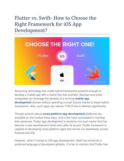Ppt Flutter Vs Swift How To Choose The Right Framework For Ios App