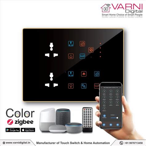 Capacitive 5a Edge Color Zigbee Touch 10 Switch 1fan 2 Socket 4m At