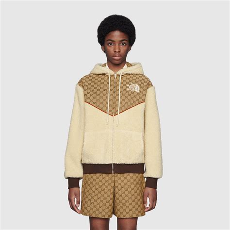The North Face X Gucci GG Canvas And Shearling Jacket In Beige Ebony GUCCI UK