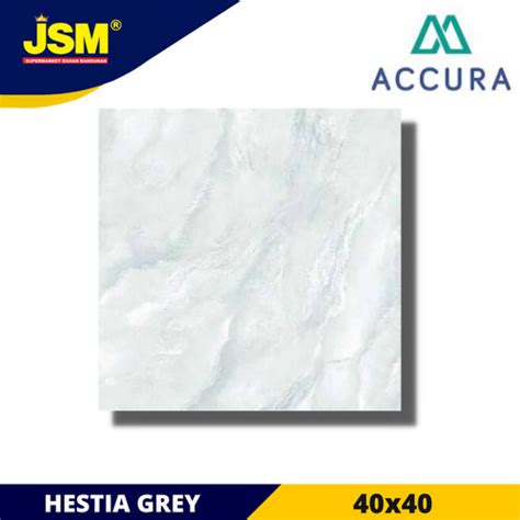 Jual Mulia Accura Keramik Lantai Hestia Grey Glossy 40x40 Kwp Kab