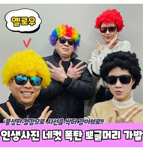 파티 가발 뽀글이 코스프레 할머니 코믹 공연 노랑색 티몬
