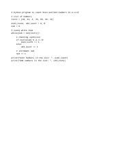 Count Even and Odd Numbers in Python List: Easy Python Program | Course Hero