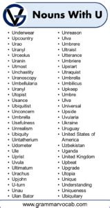 Nouns That Start With U List Of Noun GrammarVocab