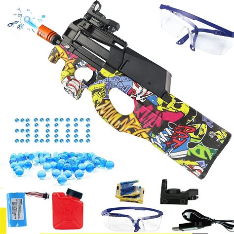 P90 젤 블래스터 기관단총 장난감 Ak47 전기 스플래터 볼 에어소프트 권총 소년 뒷마당 재미 있고 야외 게임