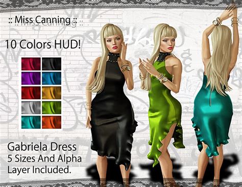 Second Life Marketplace Miss Canning Gabriela Dress 10 Colors Hud