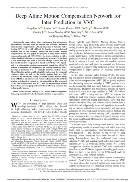 Deep Affine Motion Compensation Network For Inter Prediction In Vvc
