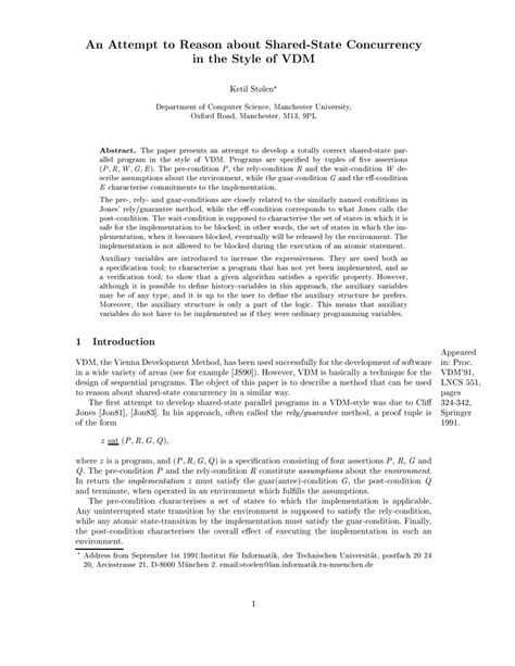 Pdf An Attempt To Reason About Shared State Concurrency In The Style