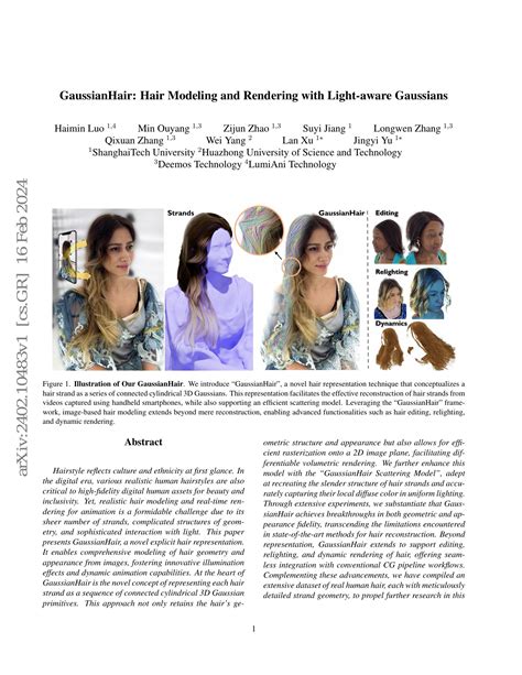 Gaussianhair Hair Modeling And Rendering With Light Aware Gaussians